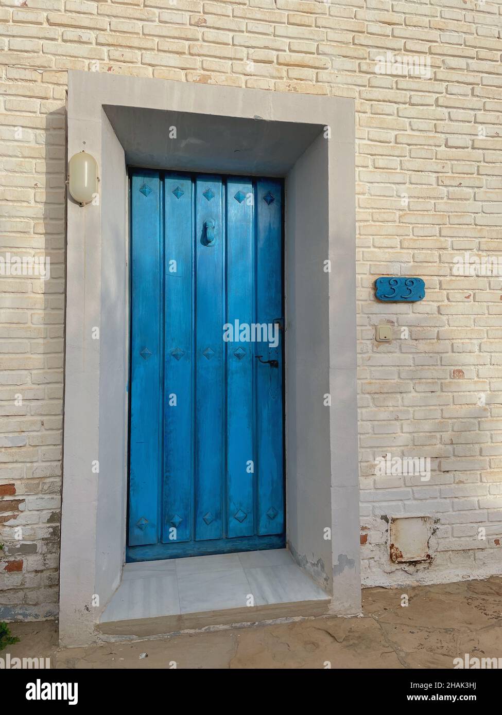 Blue entrance door Stock Photo - Alamy