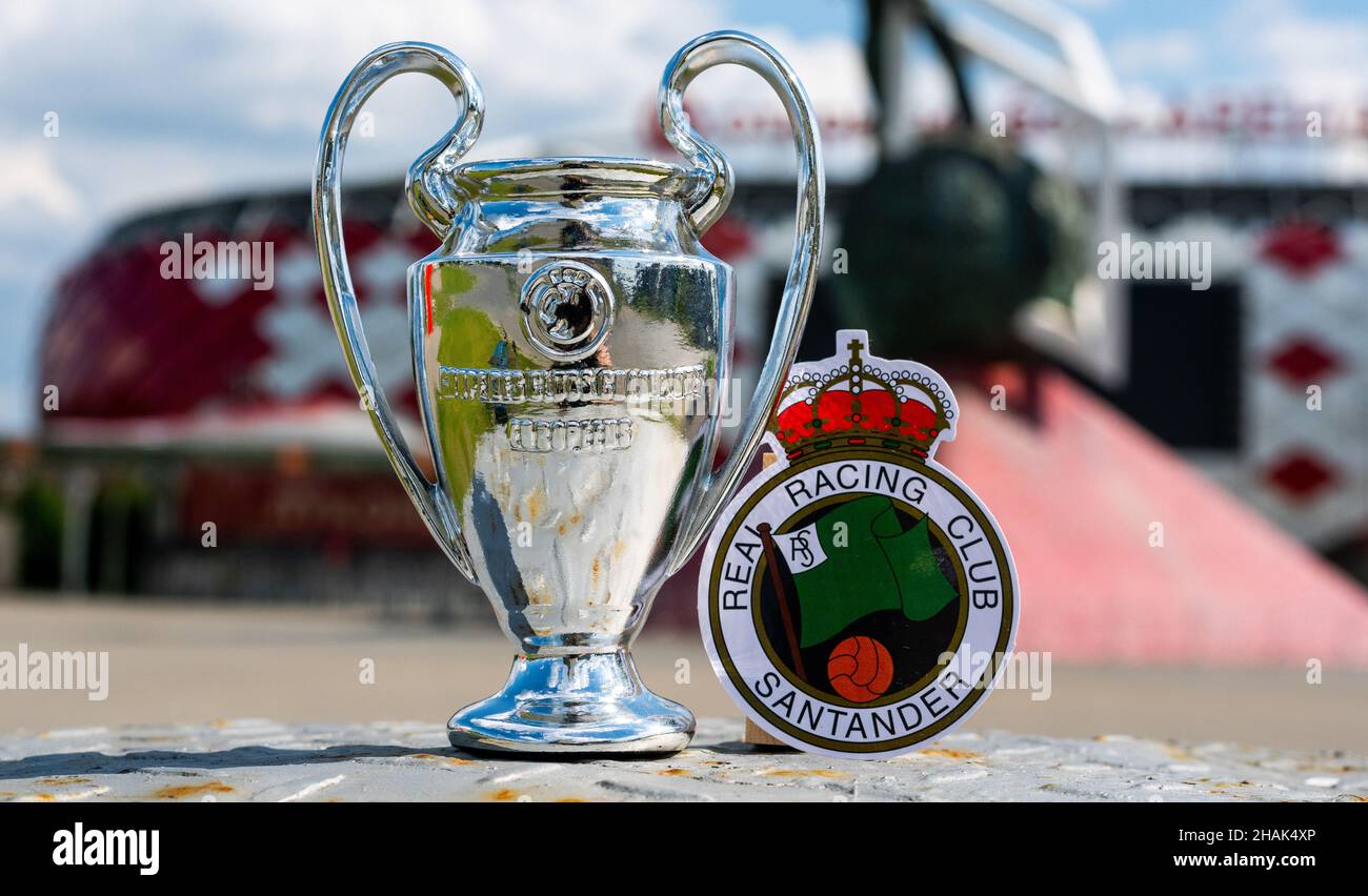 June 14, 2021, Santander, Spain. The emblem of the Racing de Santander ...