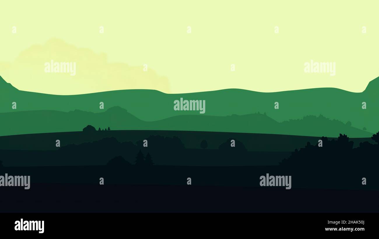 Animation moving of landscape in cartoon style. Digital design concept ...
