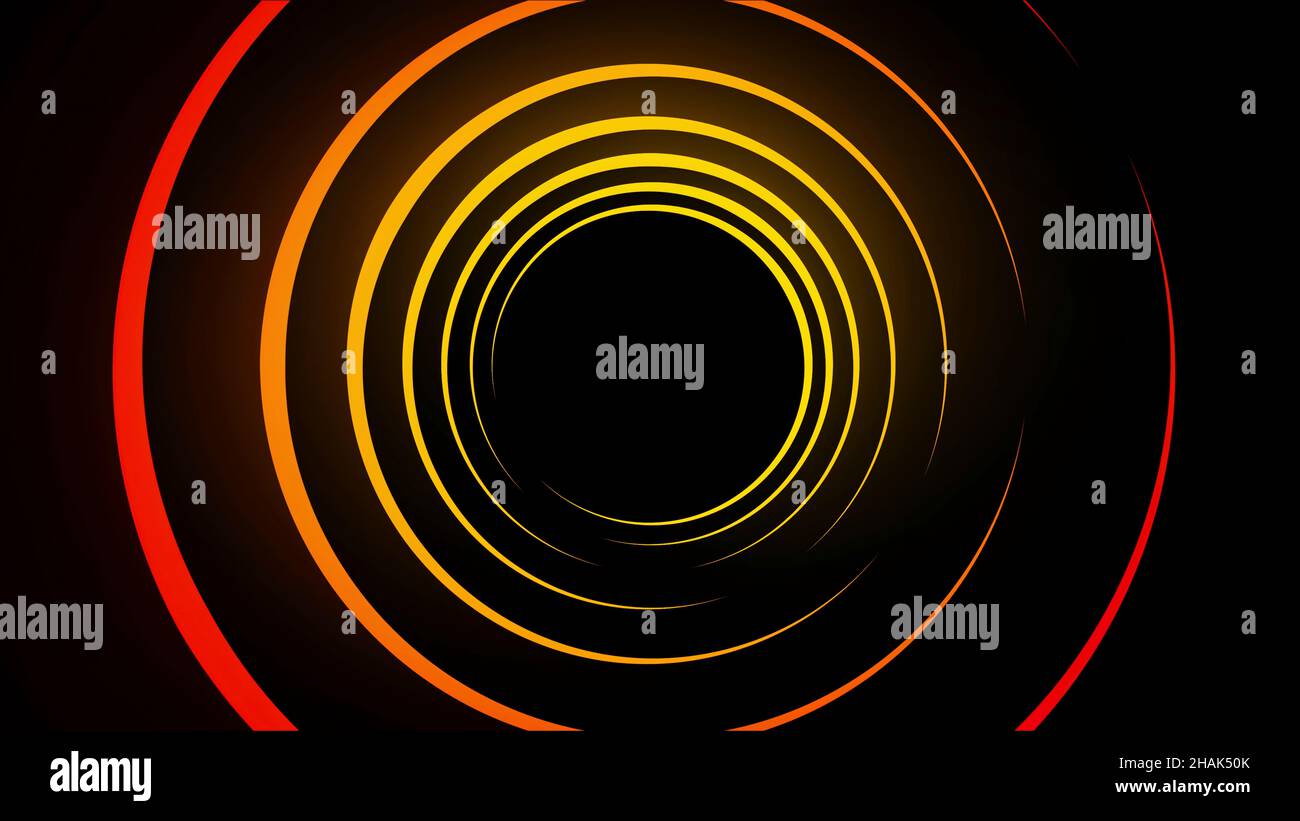 Colored spiral lines on black background. Animation. Abstract hypnotic ...