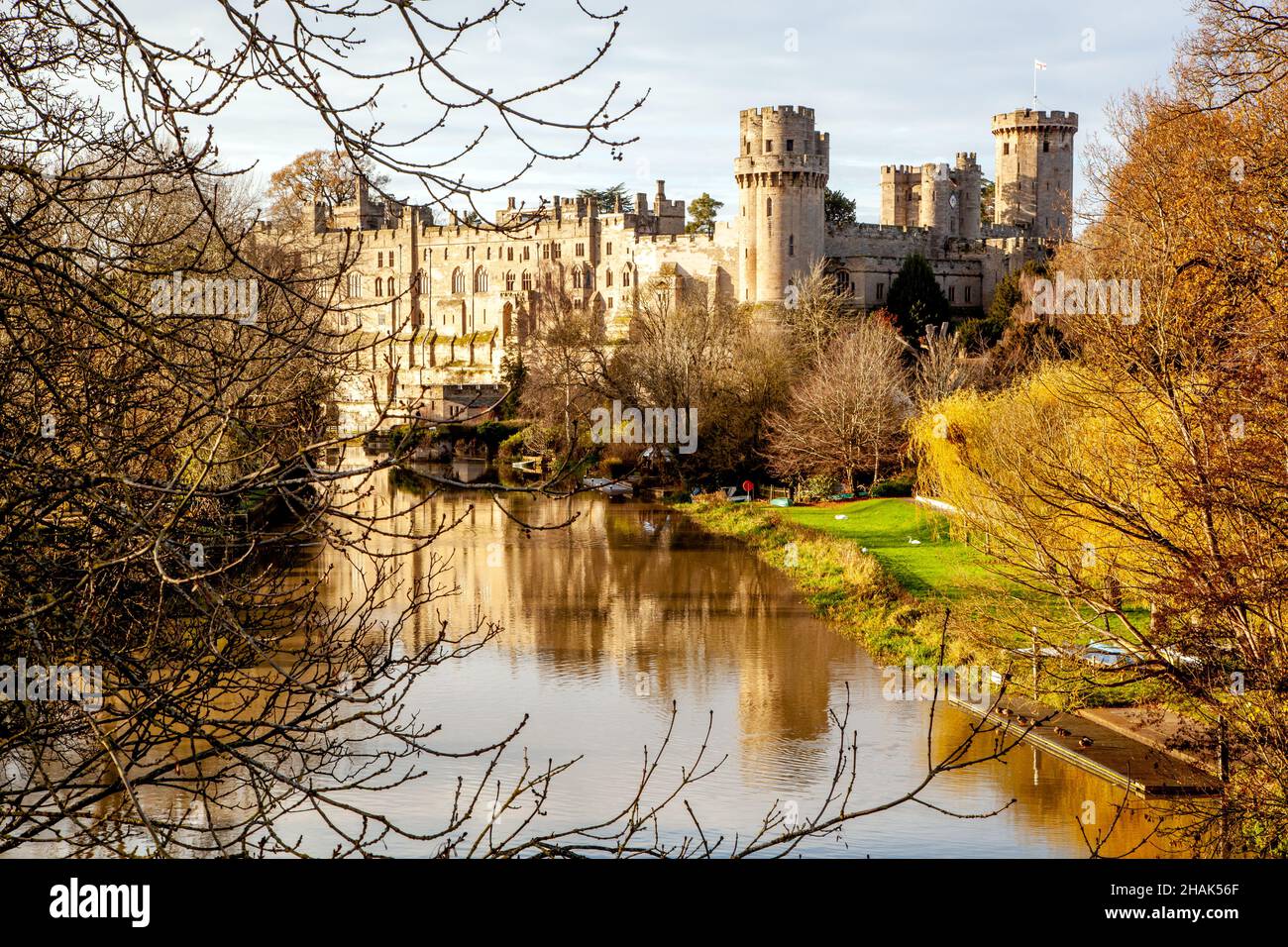 Warwick Castle is a medieval castle standing on the river Avon in the ...