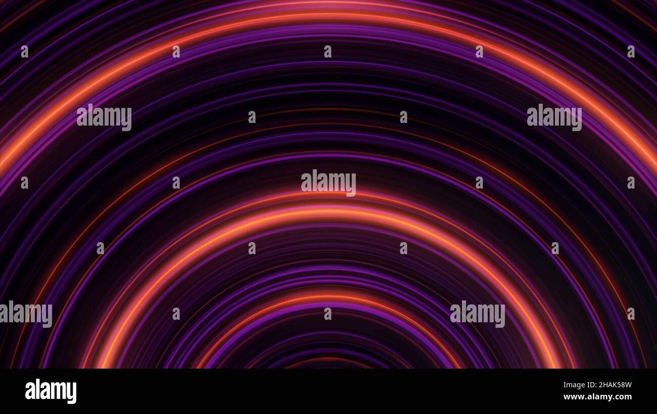 Abstract circular neon lines. Animation. Pulsing neon semicircular ...