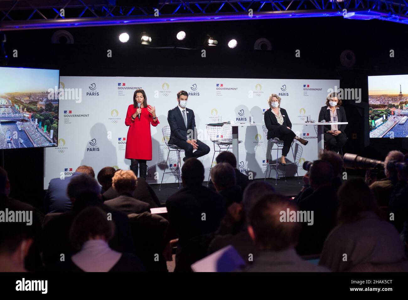 Anne Hidalgo, Mayor of Paris, Tony Estanguet, President of Paris 2024 ...