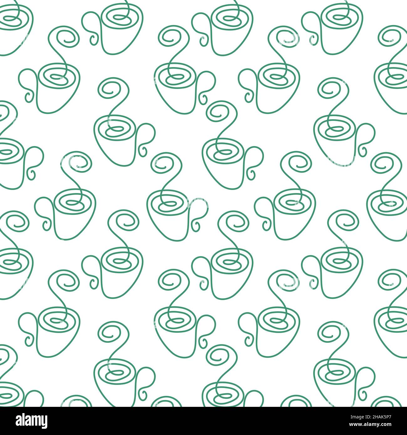 Abstract Seamless pattern of cups in a minimalistic line art style in ...