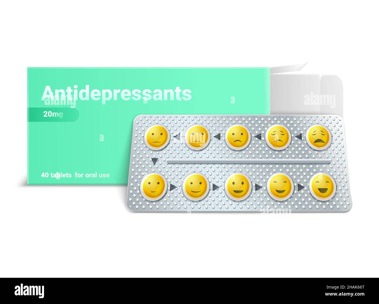 Face pills tablets blister realistic composition package of ...