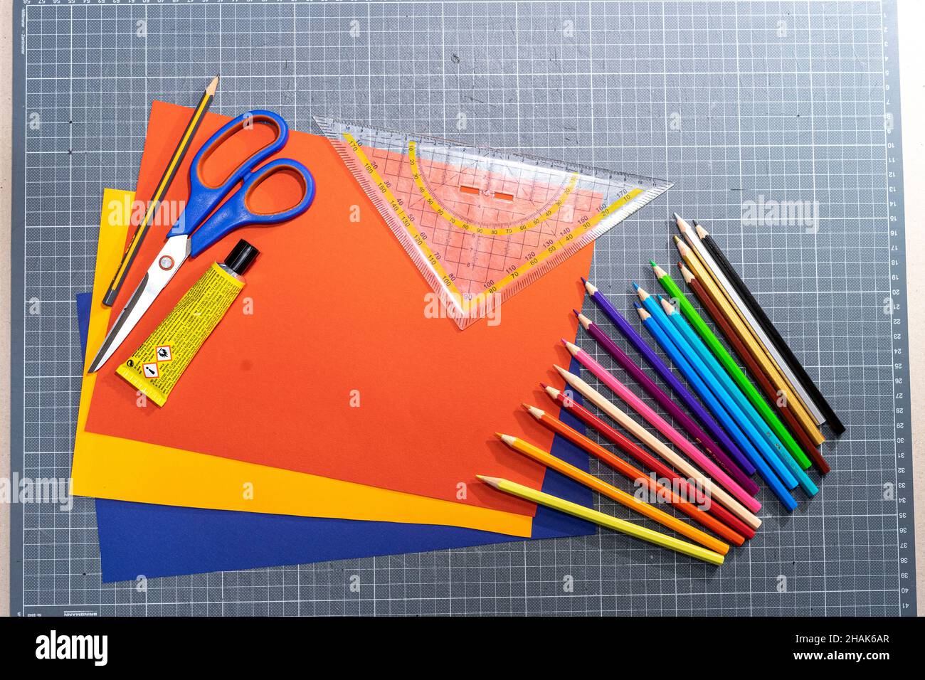 Set of supplies for artistic creativity Stock Photo - Alamy