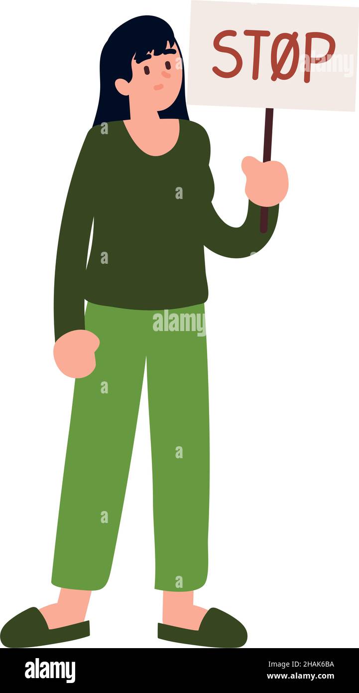 woman holding stop placard Stock Vector Image & Art - Alamy