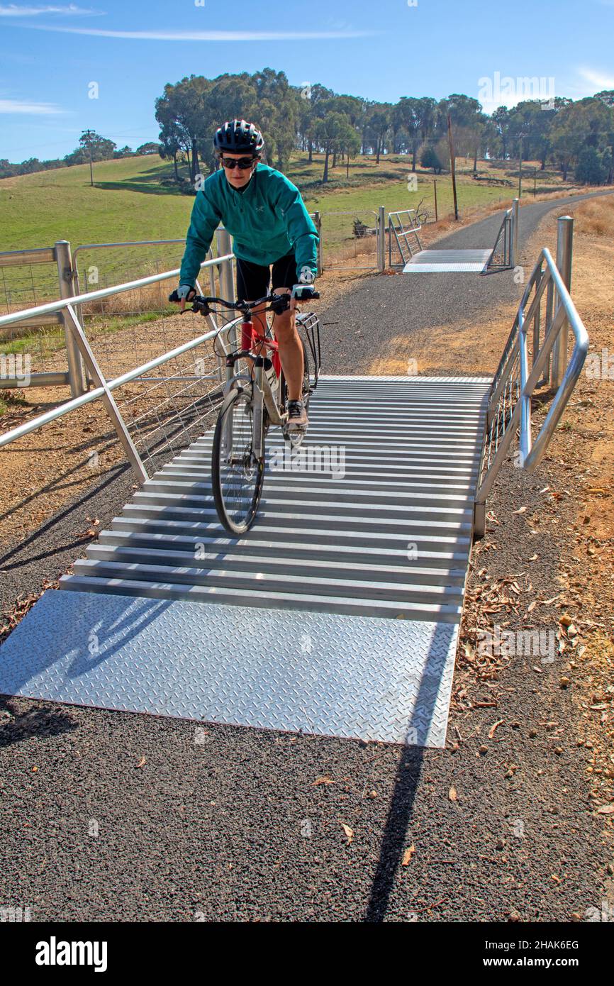 Cattle grid on the Tumbarumba to Rosewood Rail Trail Stock Photo - Alamy