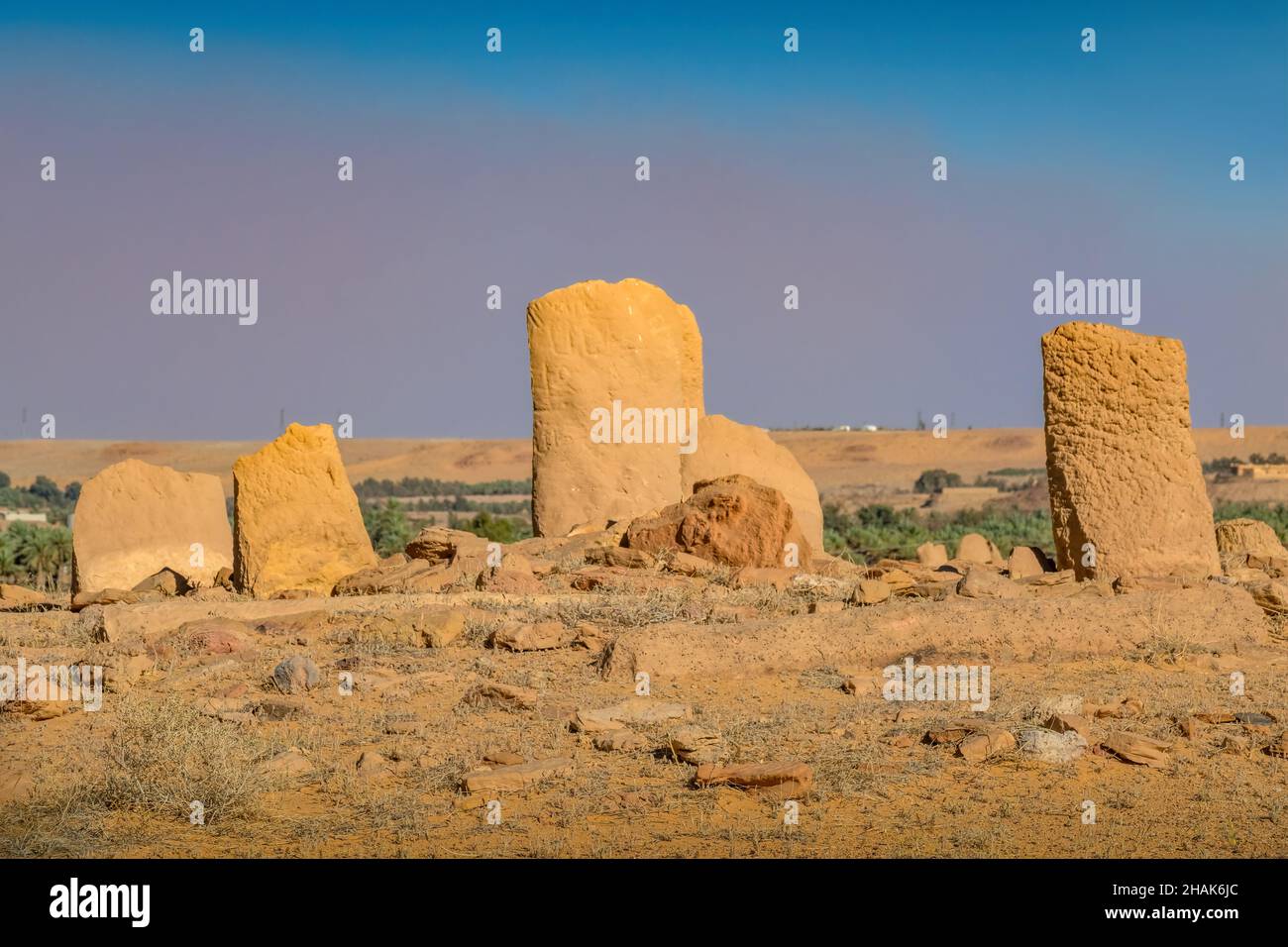 The ancient Rajajil Columns dating back to the 4th Millenium BC, near ...