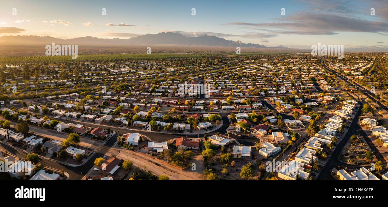 Scenic view of Green Valley Arizona at sunrise with mountain views ...