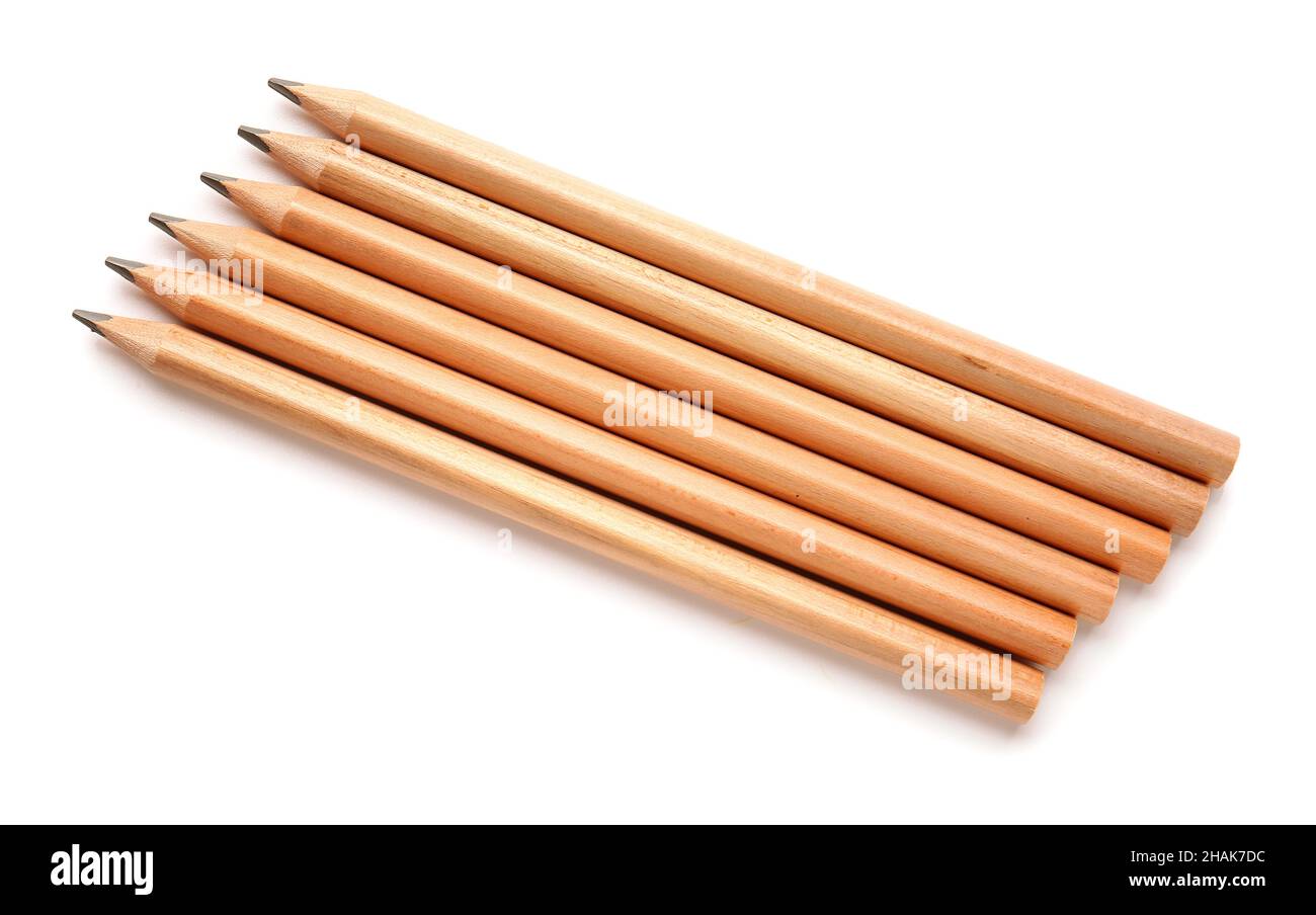 Ordinary pencils isolated on white Stock Photo - Alamy