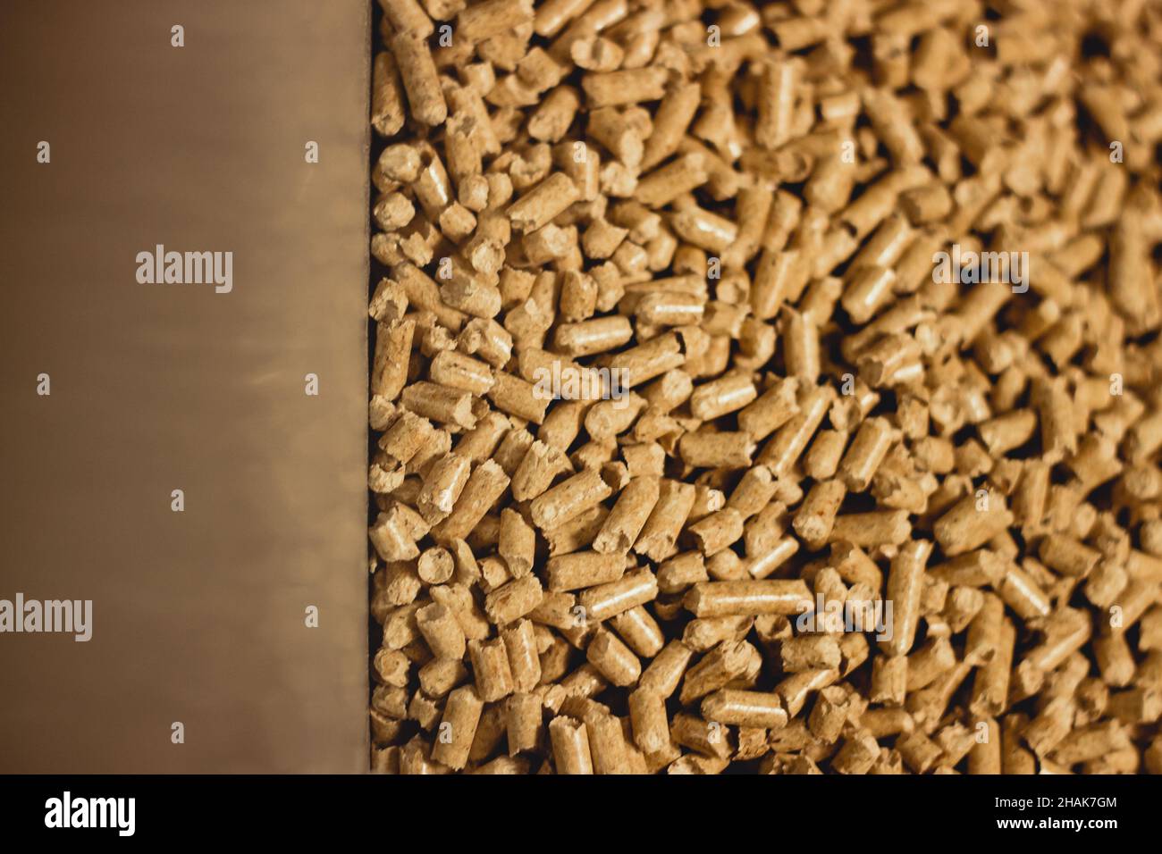 Pile of brown pellet fuel - industrial waste and co-products, food ...