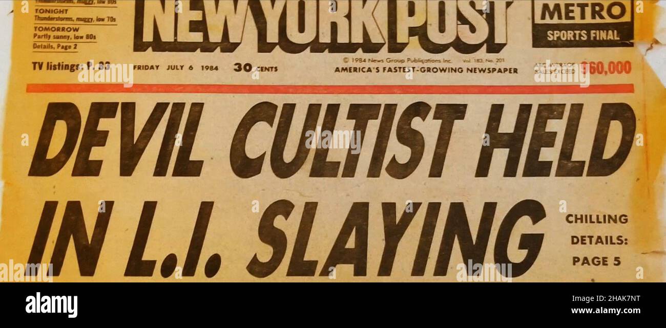 THE ACID KING, New York Post Ricky Kasso headline, 1984, 2019. © Wild ...