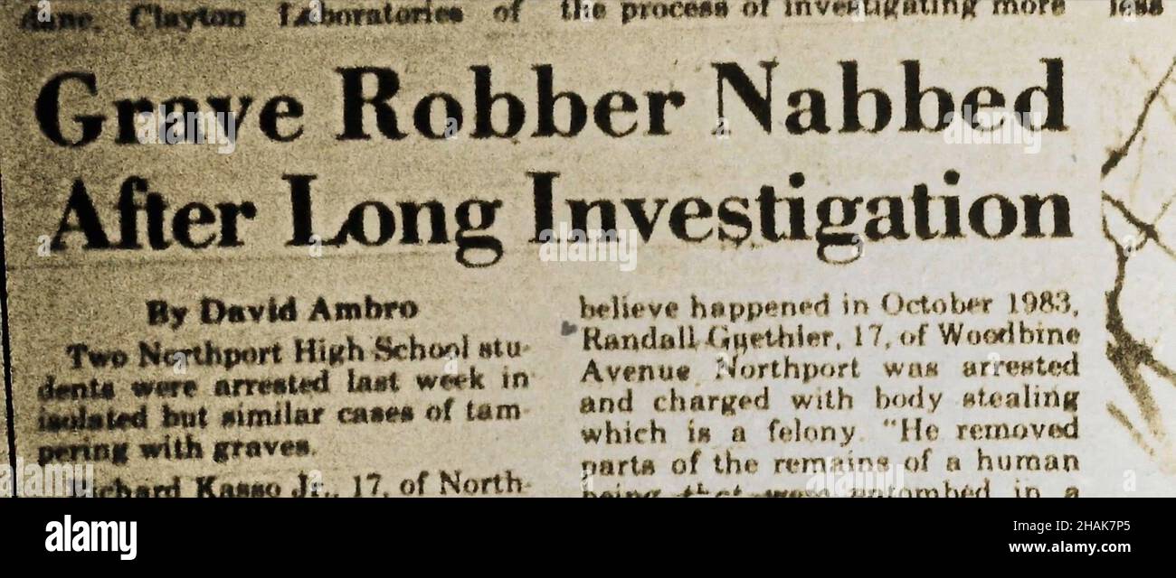 THE ACID KING, Ricky Kasso arrested for graverobbing, 1983 newspaper ...