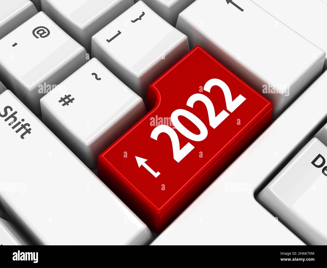Computer keyboard with 2022 enter key, three-dimensional rendering, 3D ...