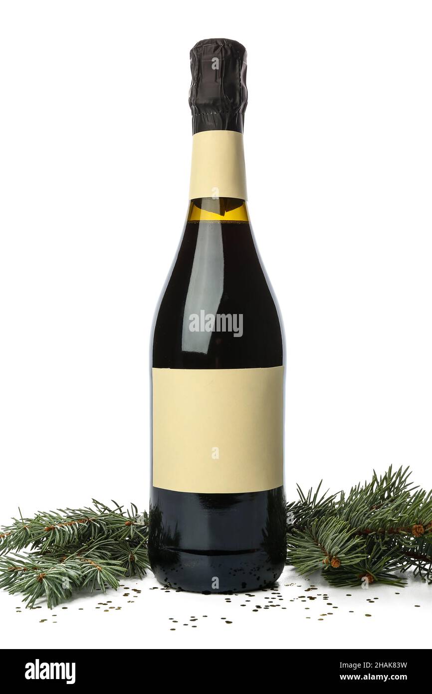 Christmas composition champagne bottle Cut Out Stock Images & Pictures ...