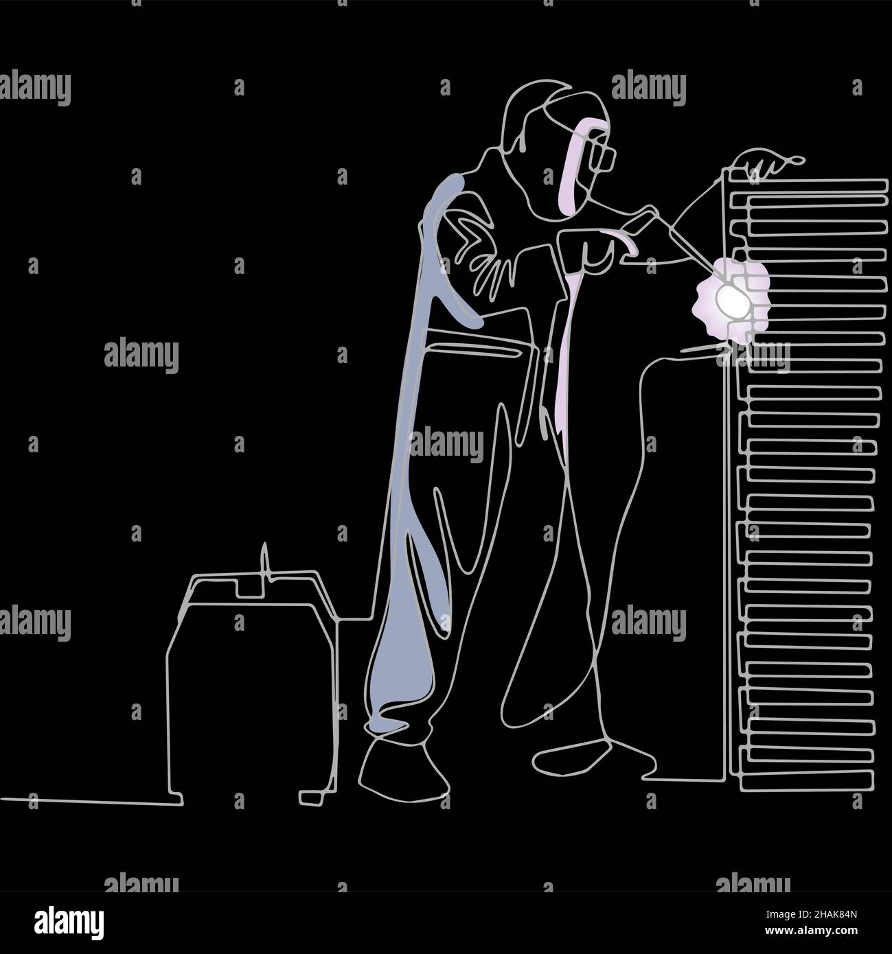 welder trunk pipeline electrochemical protection Stock Vector Image ...