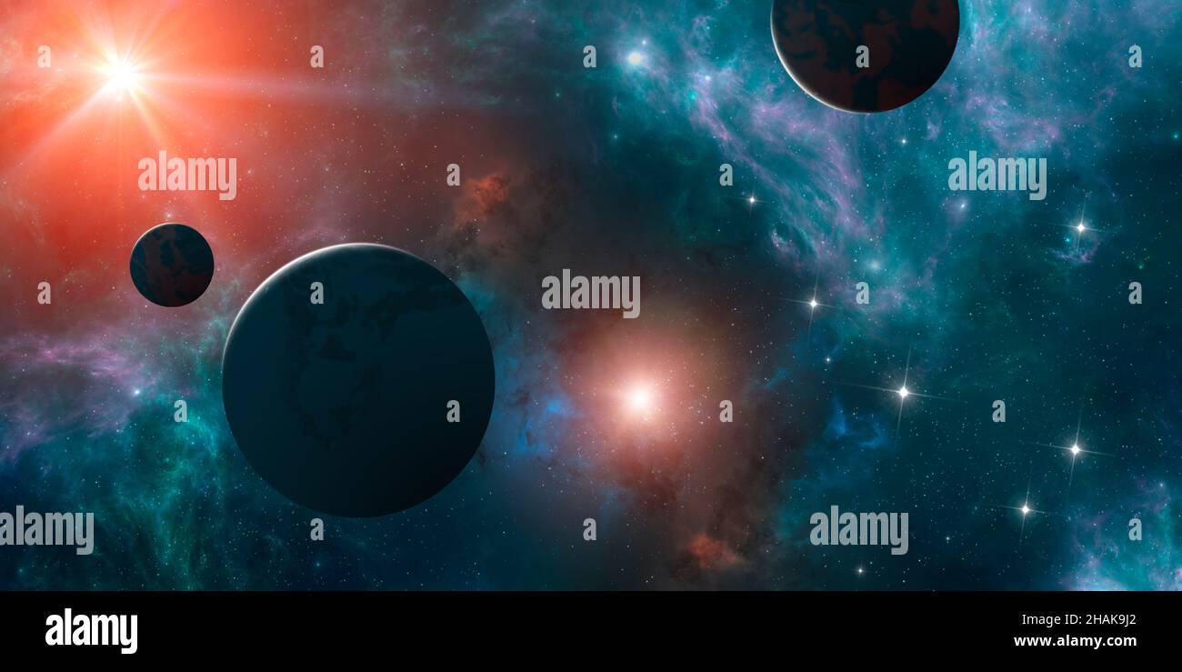 Planets and exoplanets of unexplored galaxies. Sci-Fi. New worlds to ...