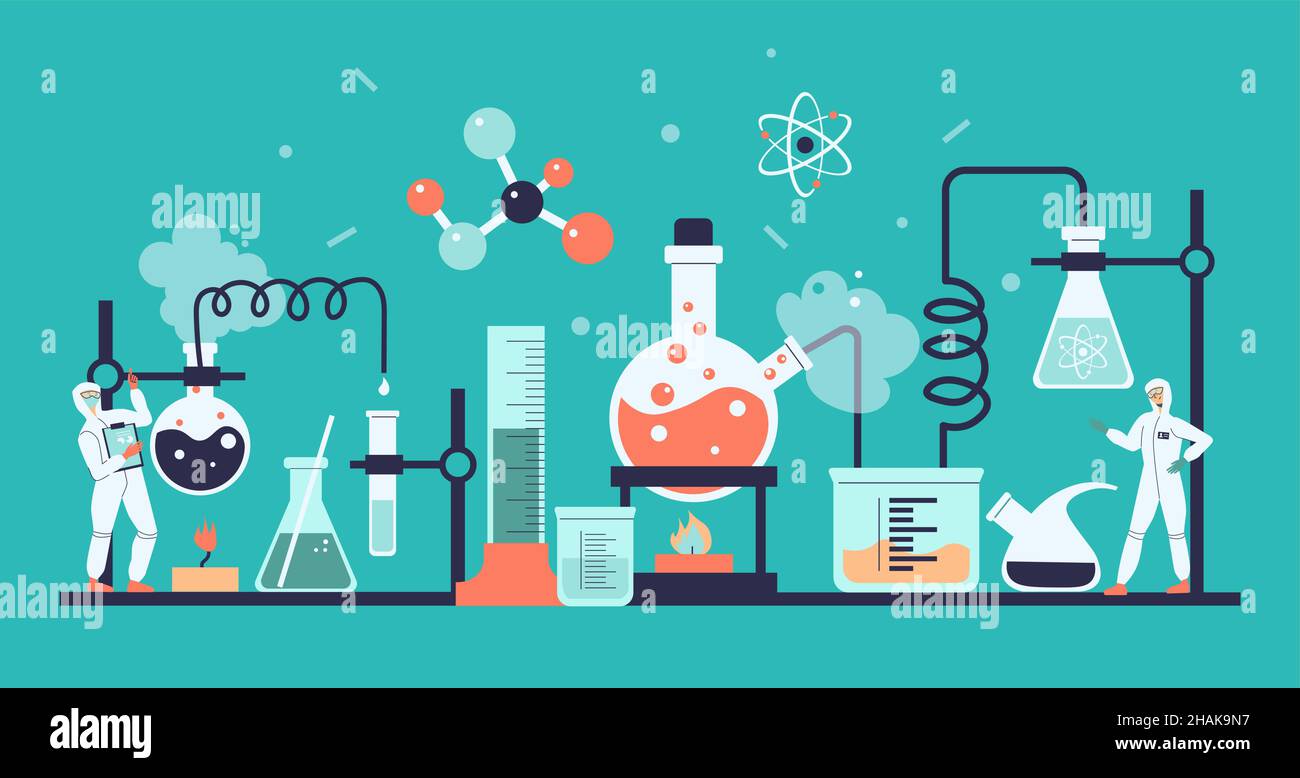 Science laboratory composition abstract situation large flasks ...
