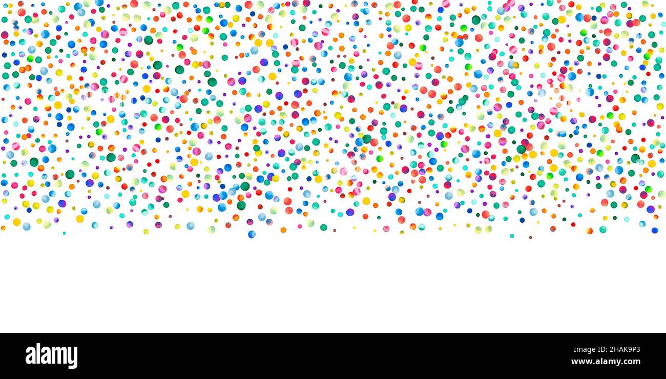 Watercolor confetti on white background. Alluring rainbow colored dots ...