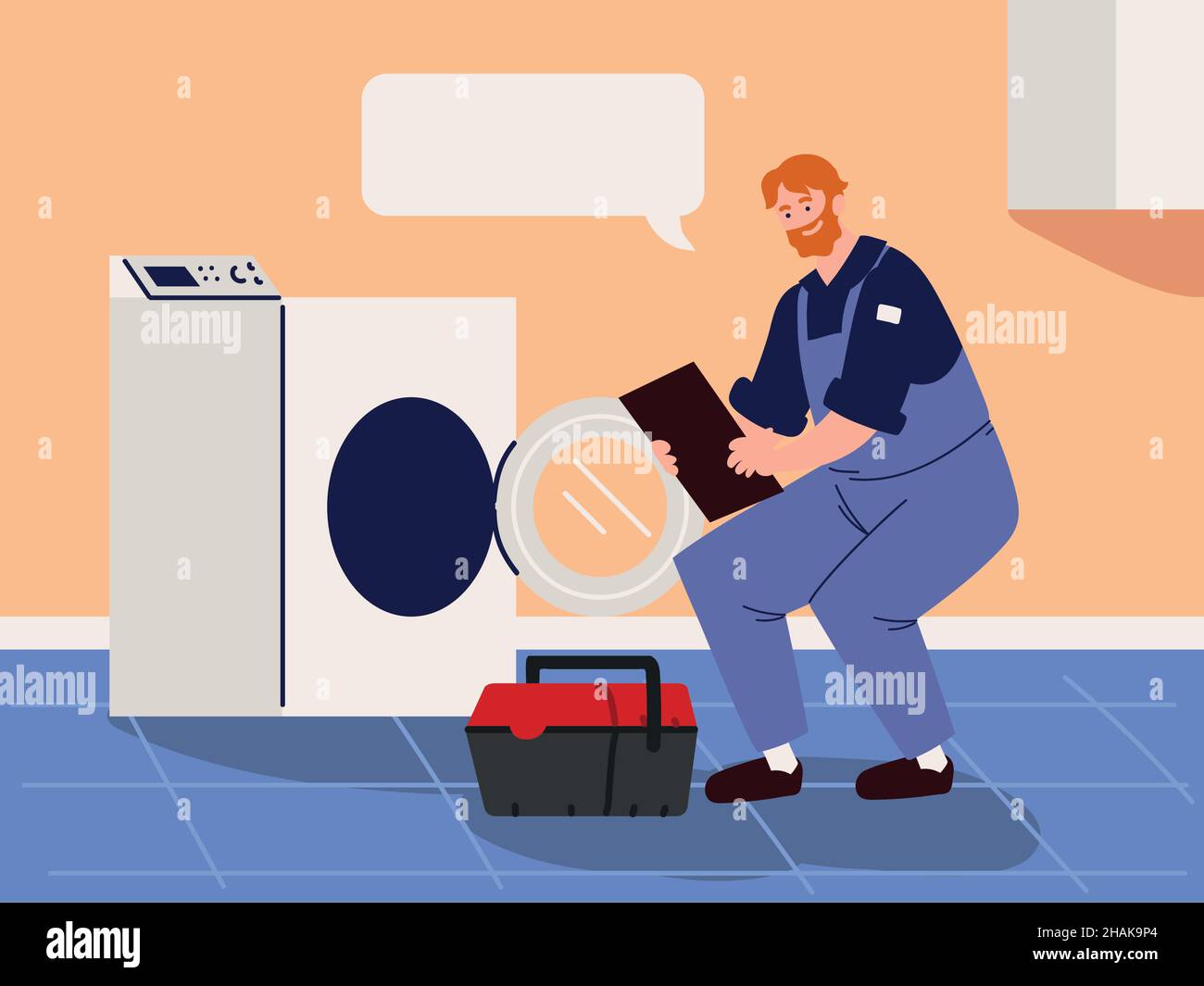 Man fixing washing machine Stock Vector Images - Alamy