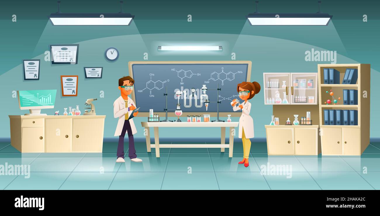 Scientist on a microscope cartoon hi-res stock photography and images ...