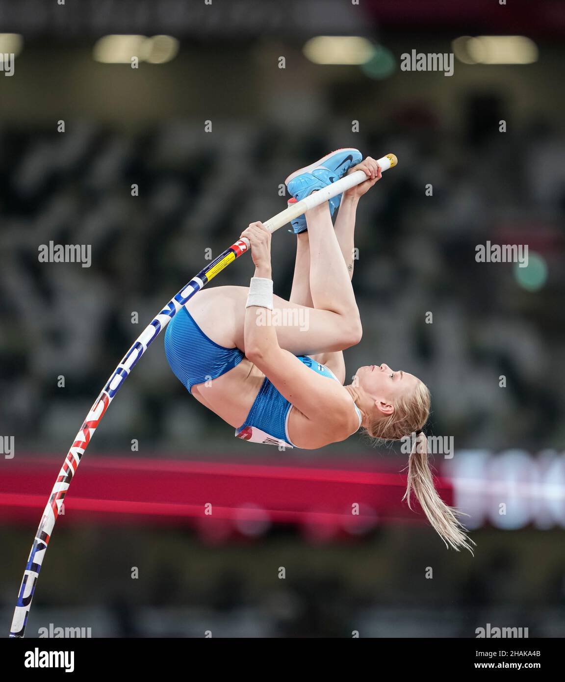 Wilma Murto participating in the Tokyo 2020 Olympics in the pole vault ...
