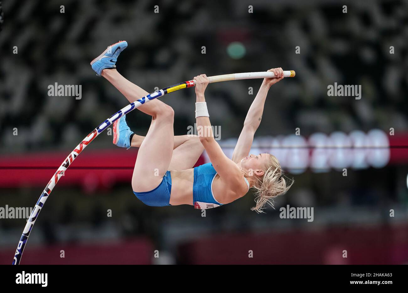 Wilma Murto participating in the Tokyo 2020 Olympics in the pole vault ...
