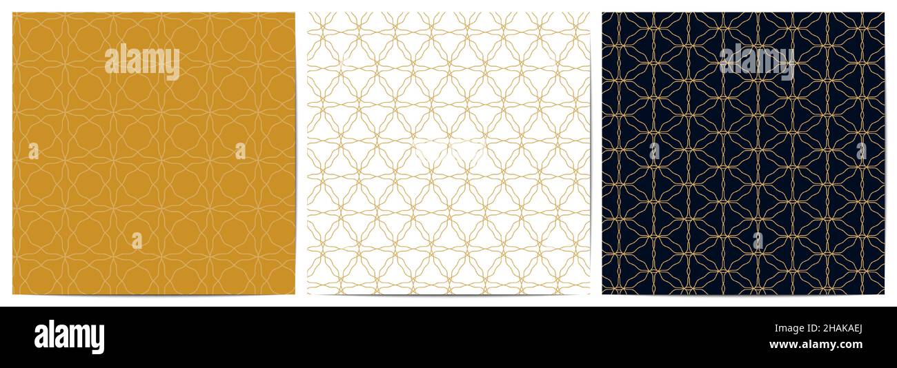 Set of abstract geometric pattern circle overlapping. Luxury of gold ...