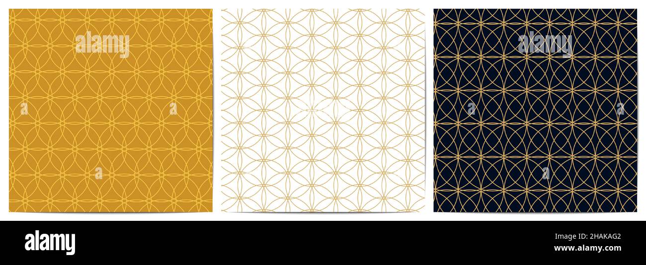 Set of abstract geometric pattern circle overlapping. Luxury of gold ...