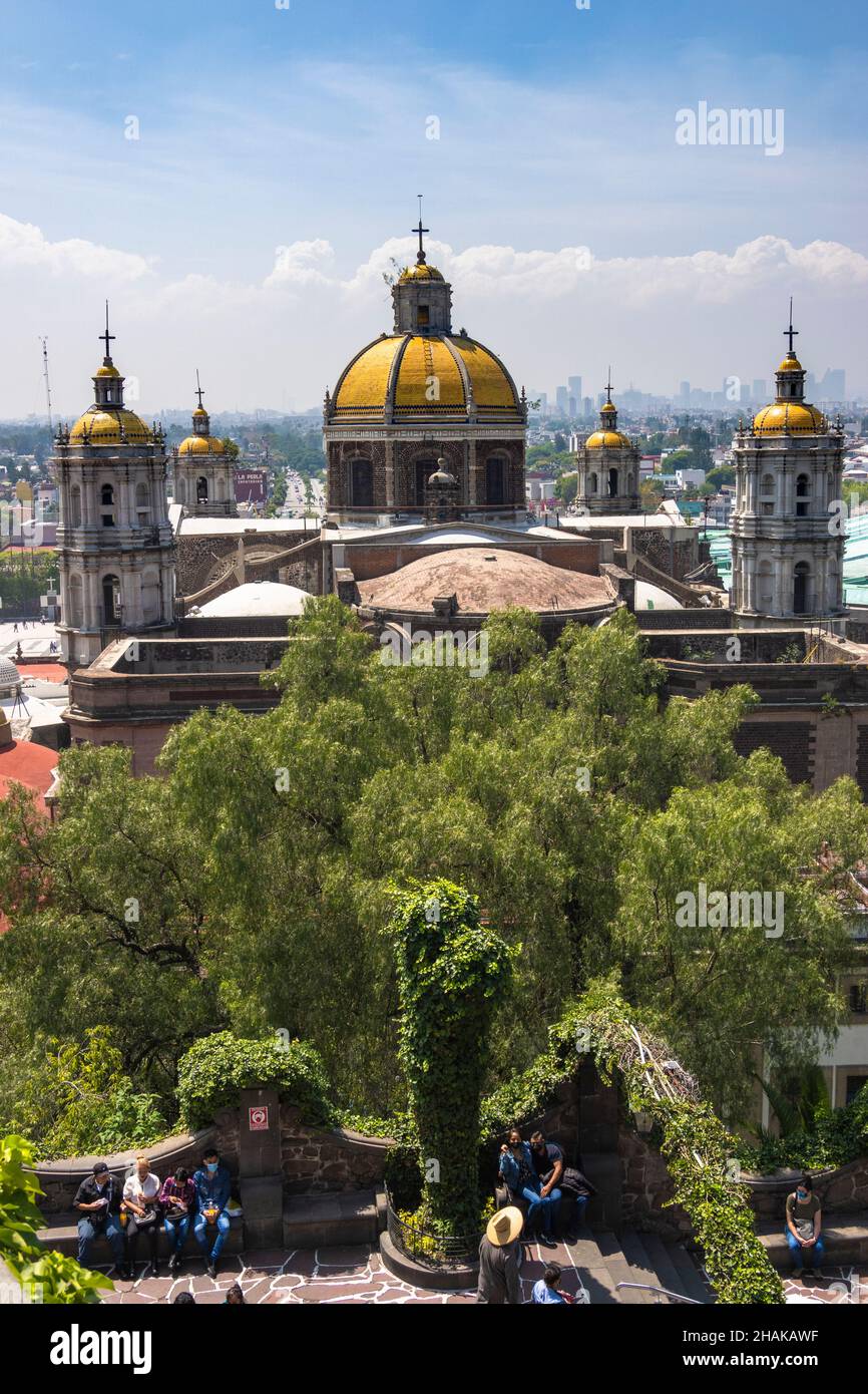 Basilica of Guadalupe seen from the Tepeyac hills, Mexico City Stock ...