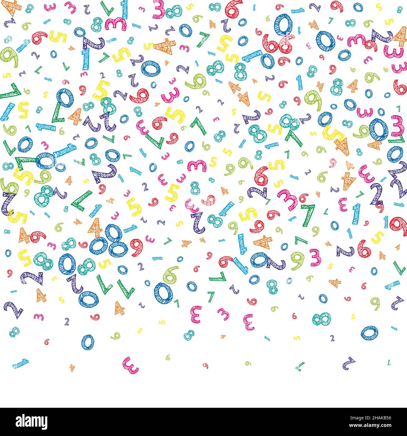 Falling colorful messy numbers. Math study concept with flying digits ...