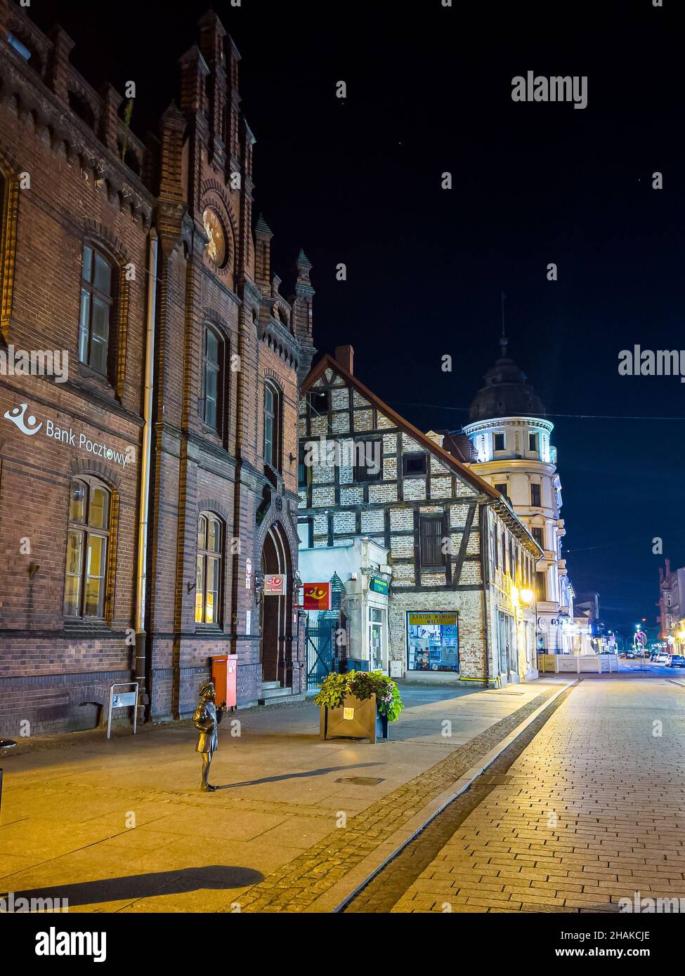 Inowroclaw, Poland - August 10, 2021. Old building by main square in ...