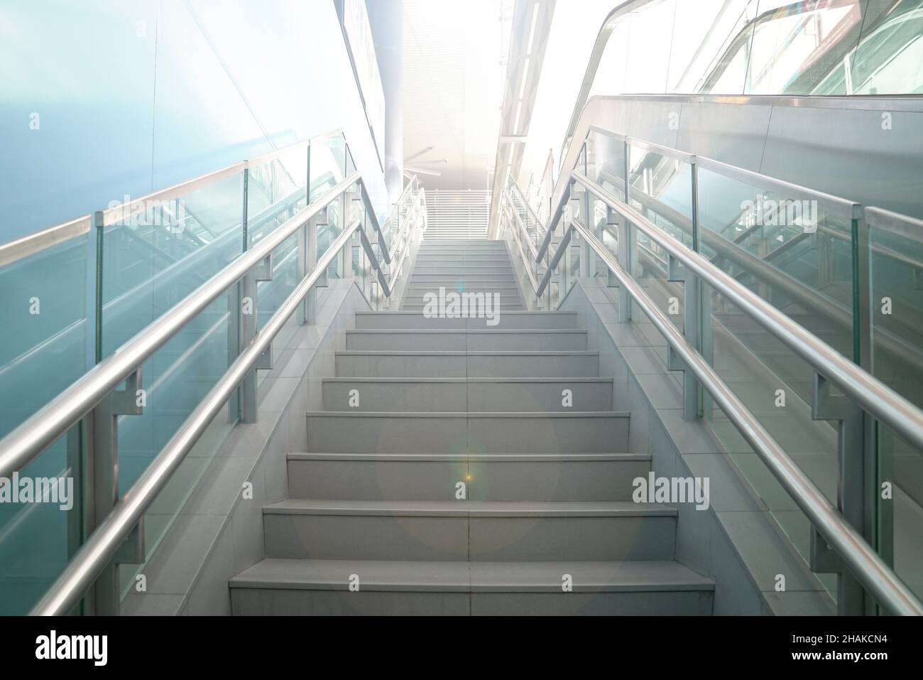 Staircase inside a modern building going up to the light Stock Photo ...