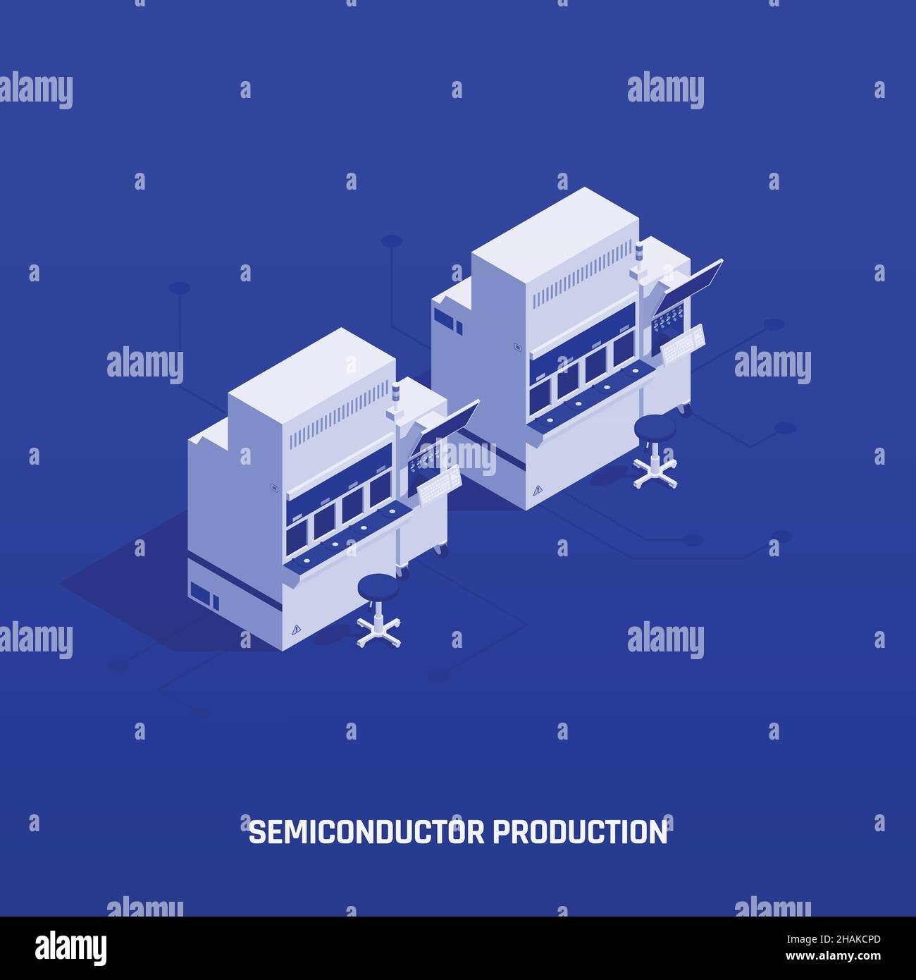 Semiconductor electronic components isometric composition with editable ...