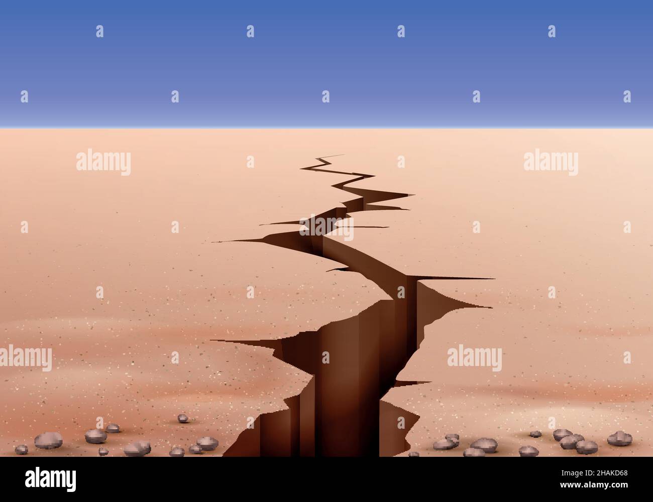 Desert landscape ground cracks realistic composition with outdoor ...