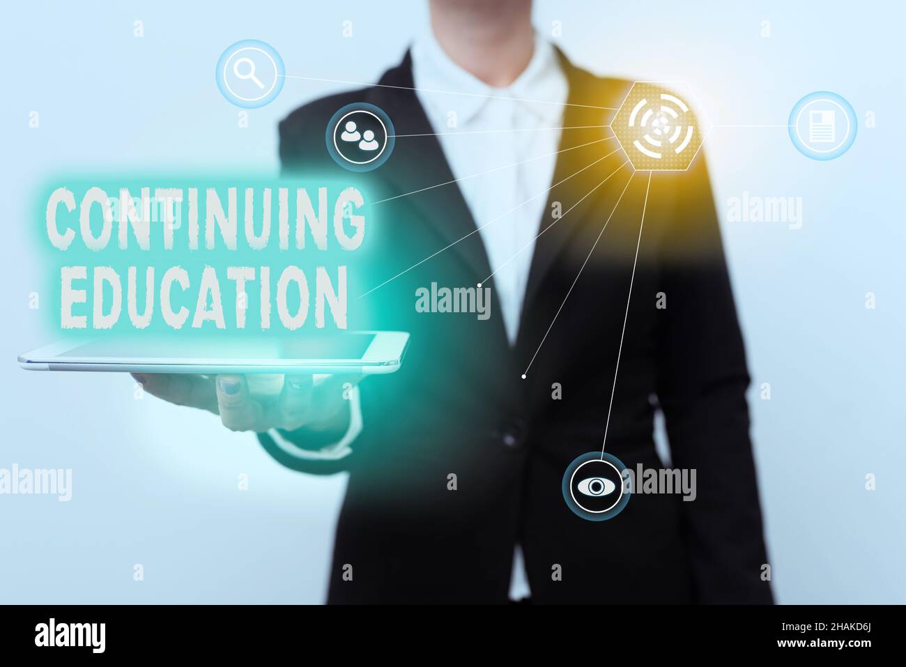 Hand writing sign Continuing Education. Internet Concept Continued ...