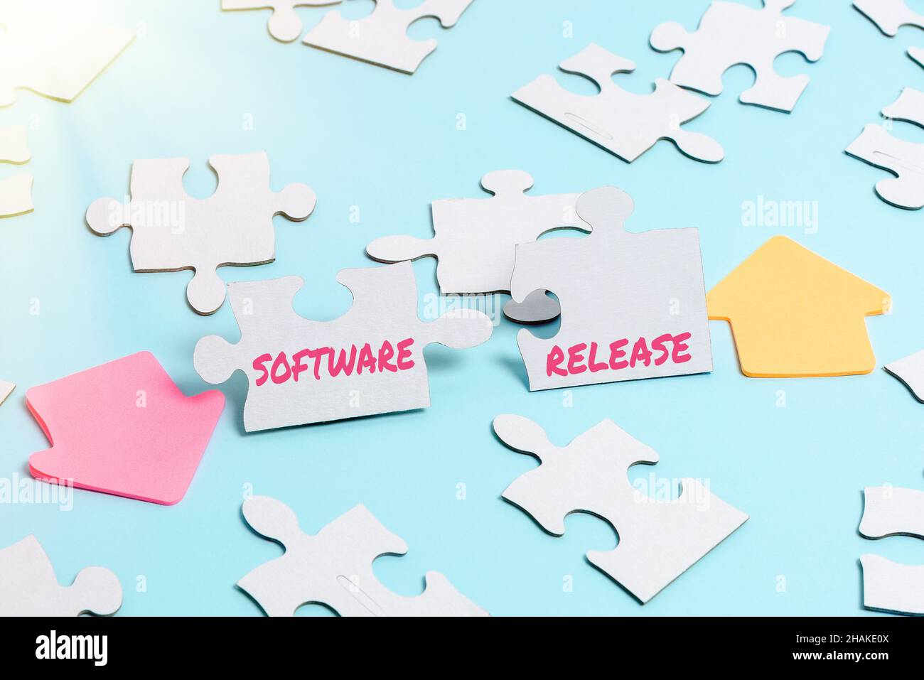 Hand writing sign Software Release. Business overview sum of stages of ...