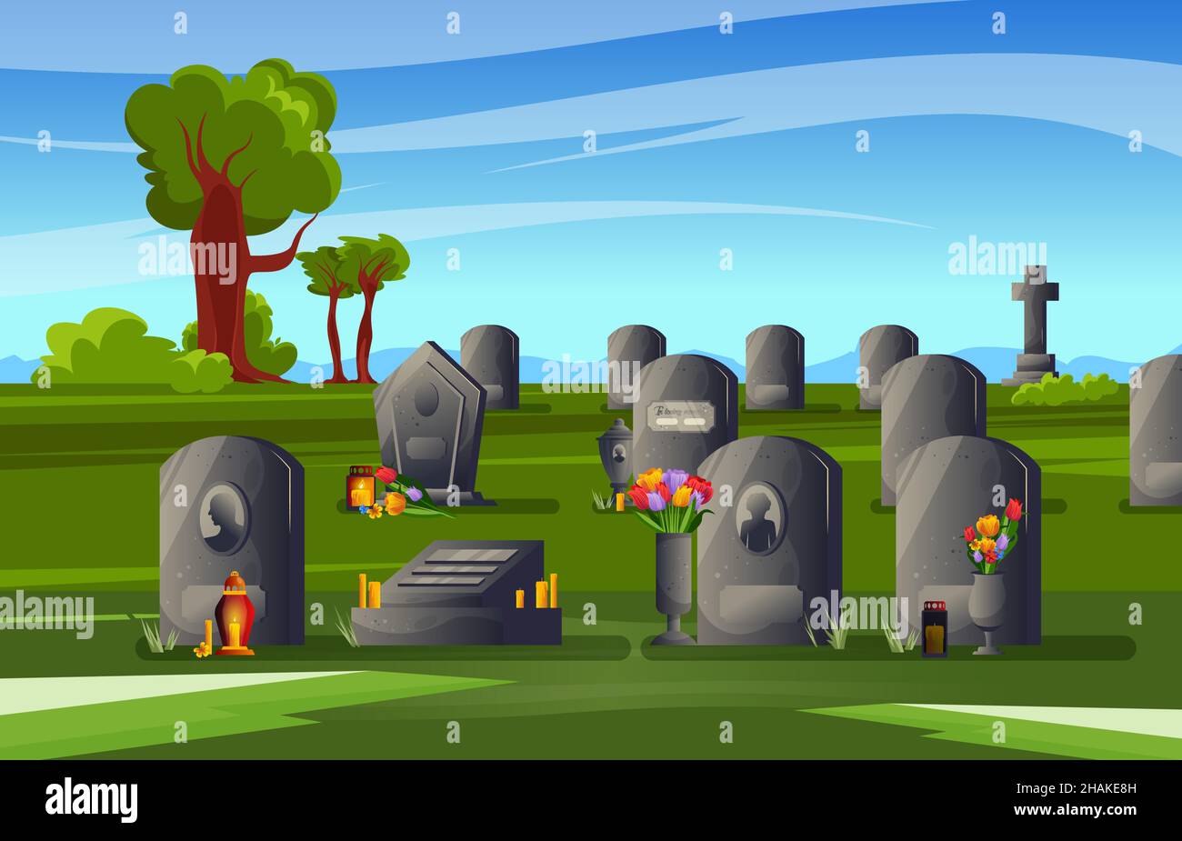 Well kept cemetery Stock Vector Images - Alamy