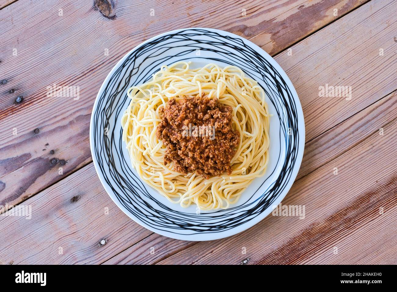 Spaghetti with minced meat, makaronada me kima in Greece Stock Photo ...