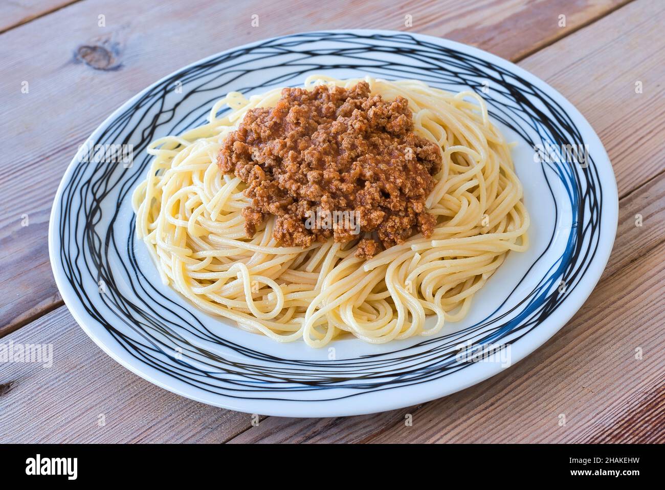 Spaghetti with minced meat, makaronada me kima in Greece Stock Photo ...