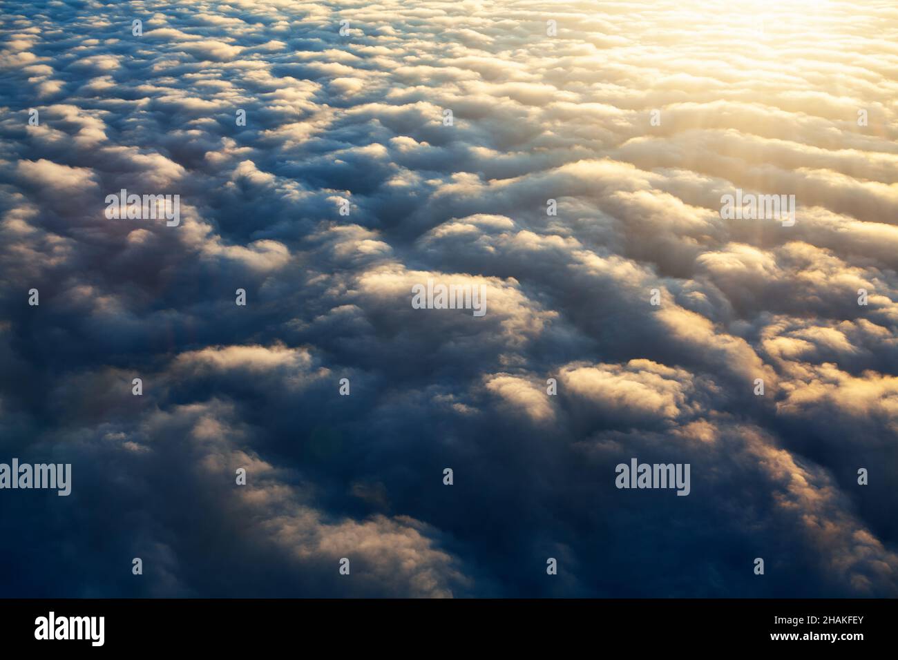Dense clouds with sunlight . Spectacular clouds view from above Stock ...