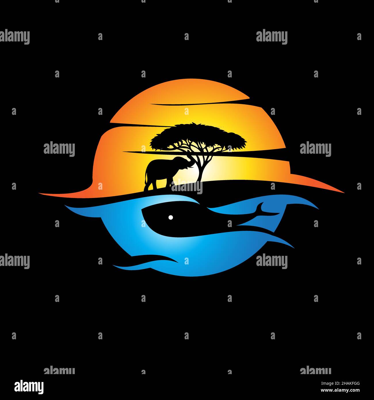 Land and Sea concept circle shape. vector Stock Vector Image & Art - Alamy