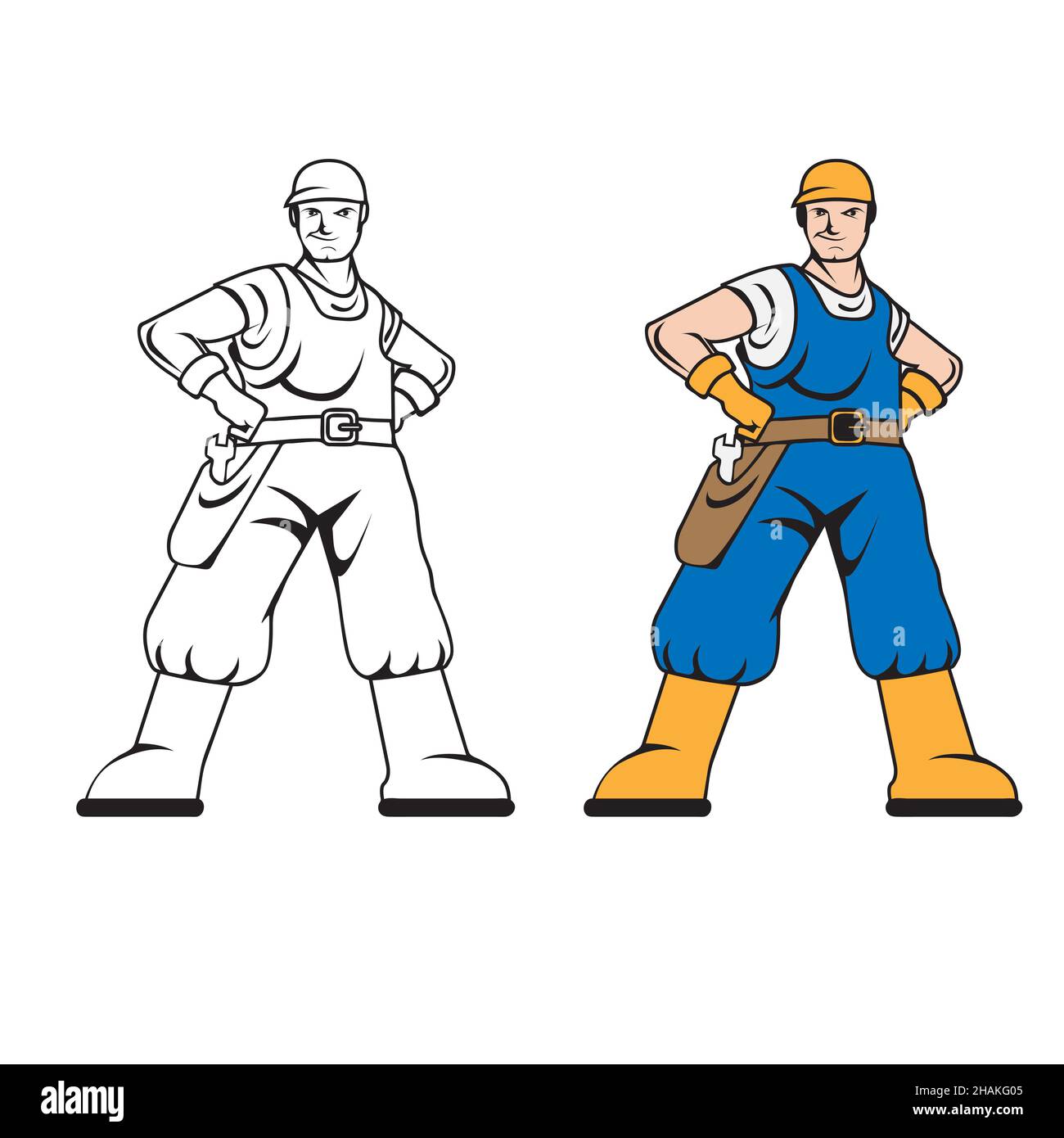 Mechanic Plumber or Work Man vector illustration for coloring book ...