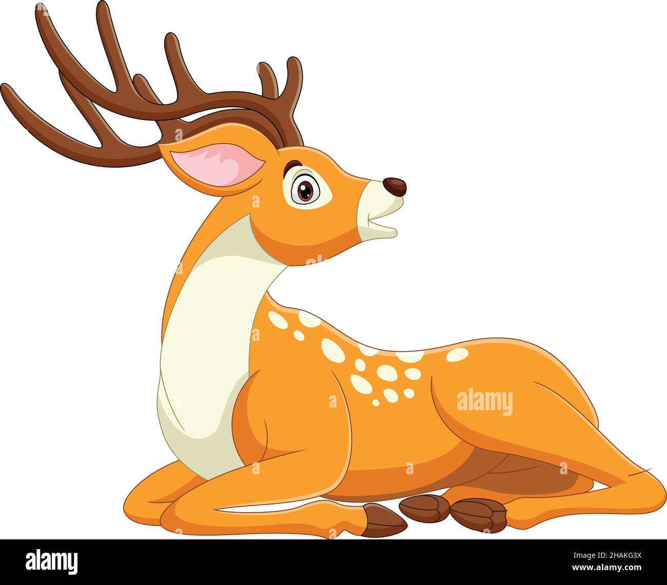Cartoon funny deer sitting on white background Stock Vector Image & Art ...