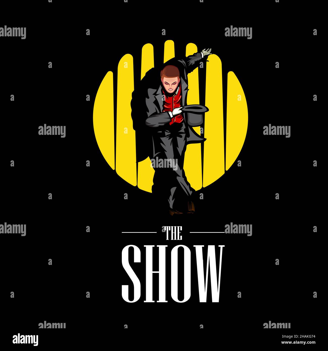 Magician or Host standing on stage. vector illustration Stock Vector ...