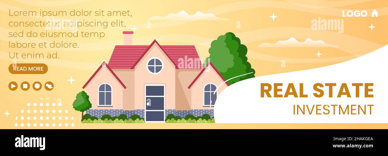 Real Estate Investment Cover Template Flat Design Illustration Editable ...