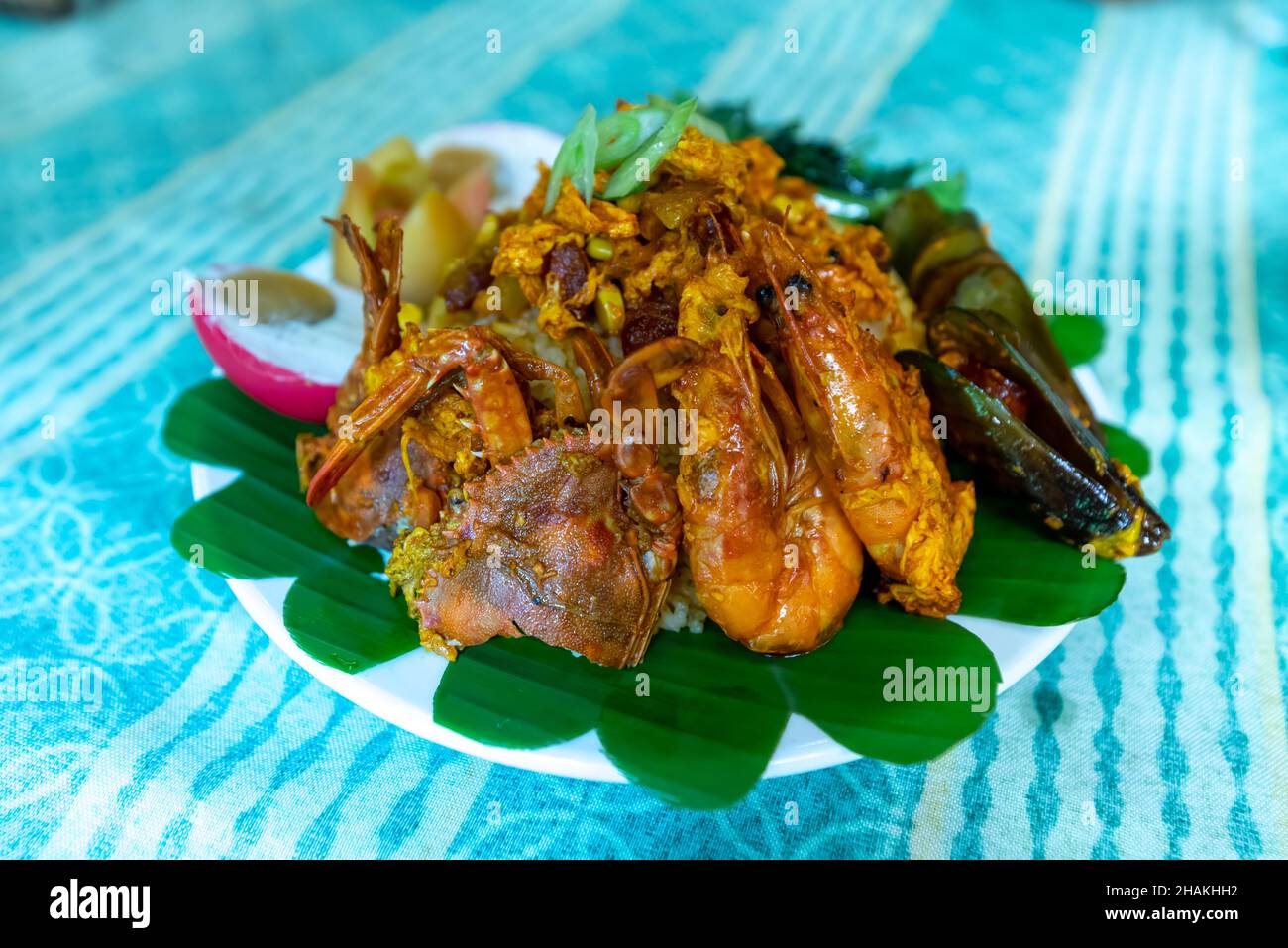 Popular Filipino food Seafood with Java rice at Restaurant Stock Photo ...