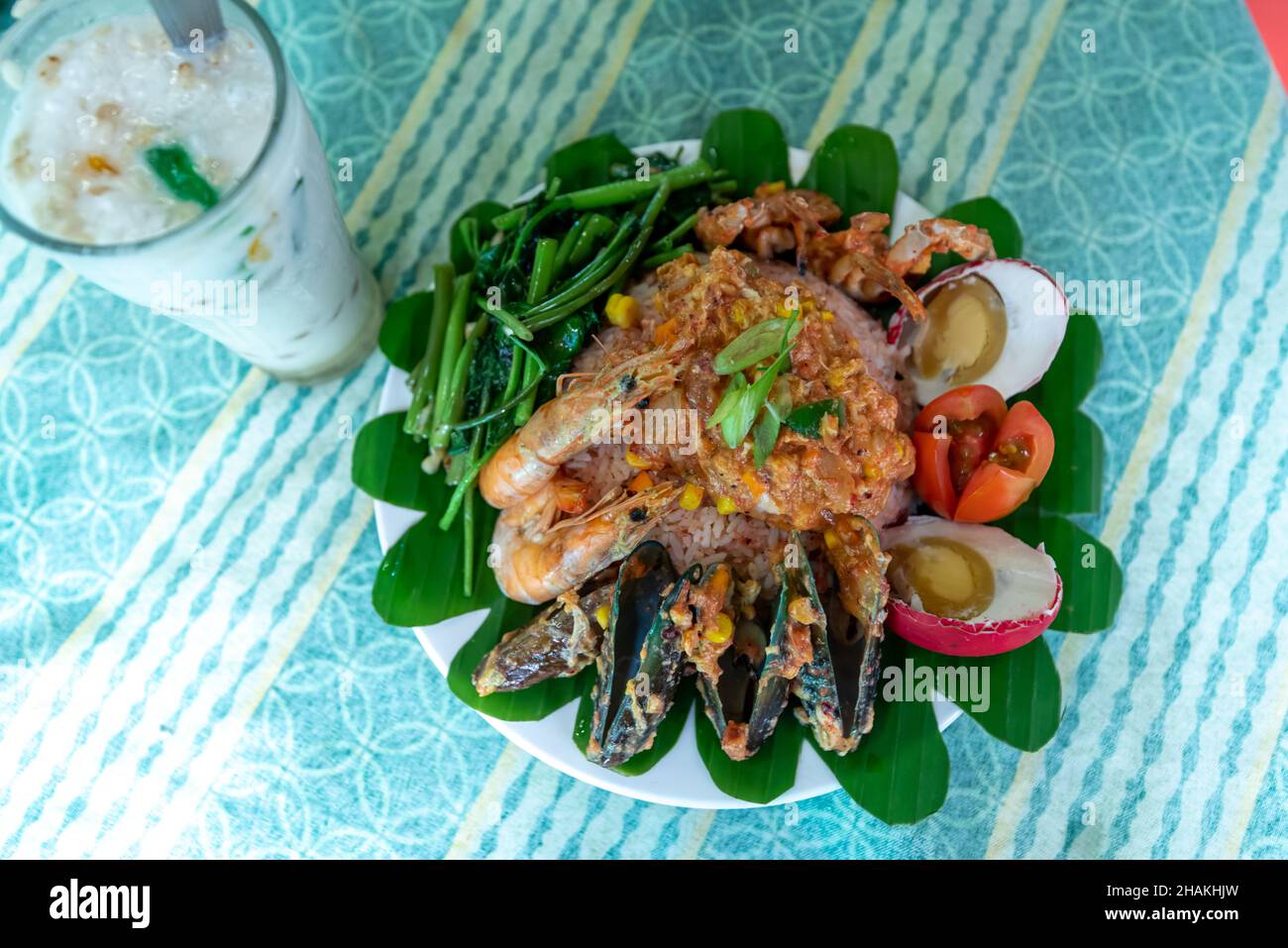 Popular Filipino food Seafood with Java rice at Restaurant Stock Photo ...