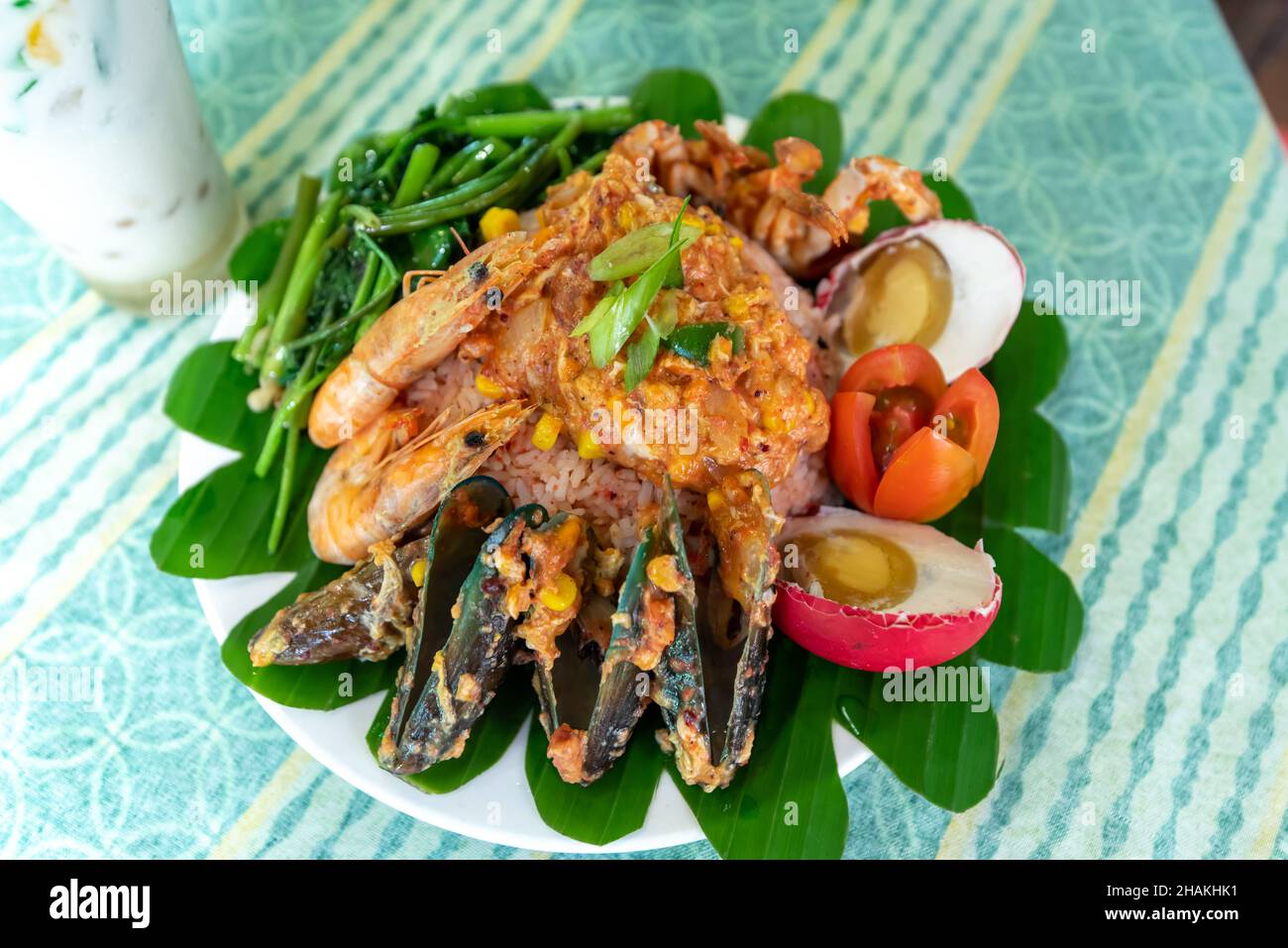 Popular Filipino food Seafood with Java rice at Restaurant Stock Photo ...